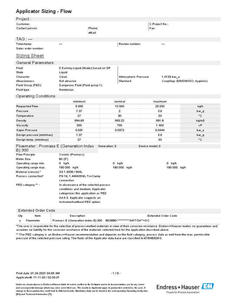 Applicator Sizing - Flow | PDF | Flow Measurement | Fluid Dynamics