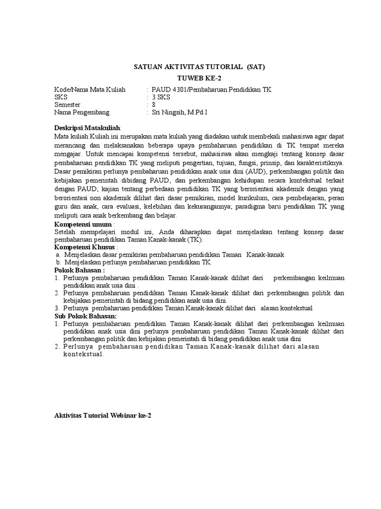 Paud4301 Sat 2 | PDF