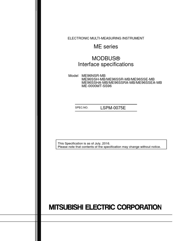 ME96 - Programming Manual (Modbus) LSPM-0075-0 (07.16) | PDF | Transmission Control Protocol ...