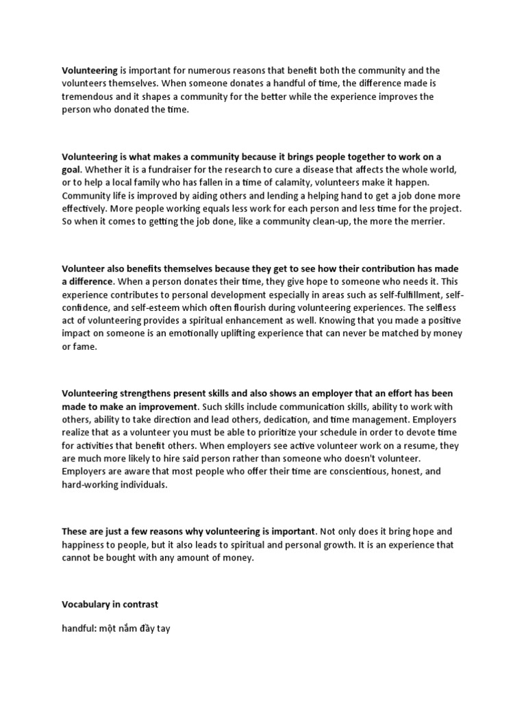 The benefits of volunteering for communities and individuals | PDF ...