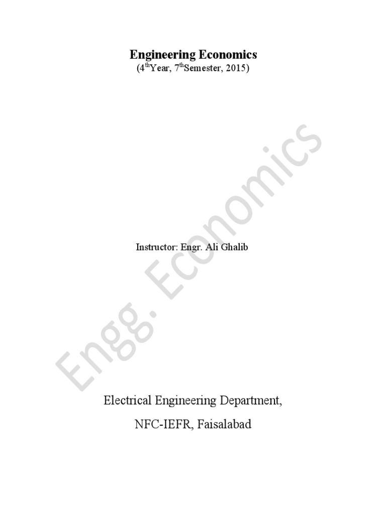 Engineering Economics Outline | PDF | Interest | Economics
