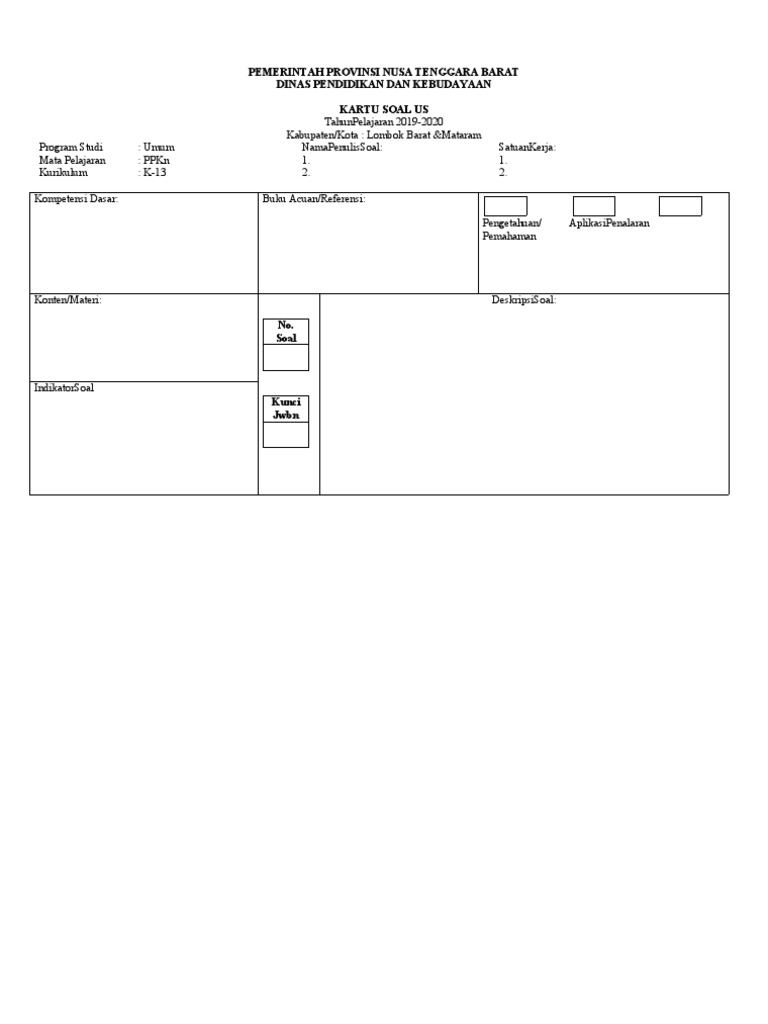 Kartu Soal PG Utama SMK K13 | PDF