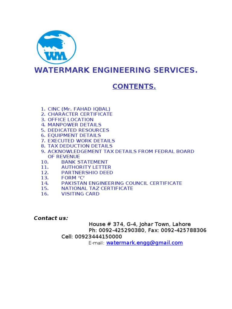 Watermark Engineering Services.: Contents | PDF | Engineering | Pipe ...