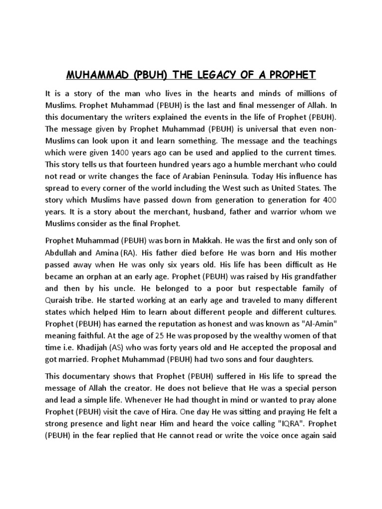Muhammad (Pbuh) The Legacy of A Prophet | Download Free PDF | Muhammad ...