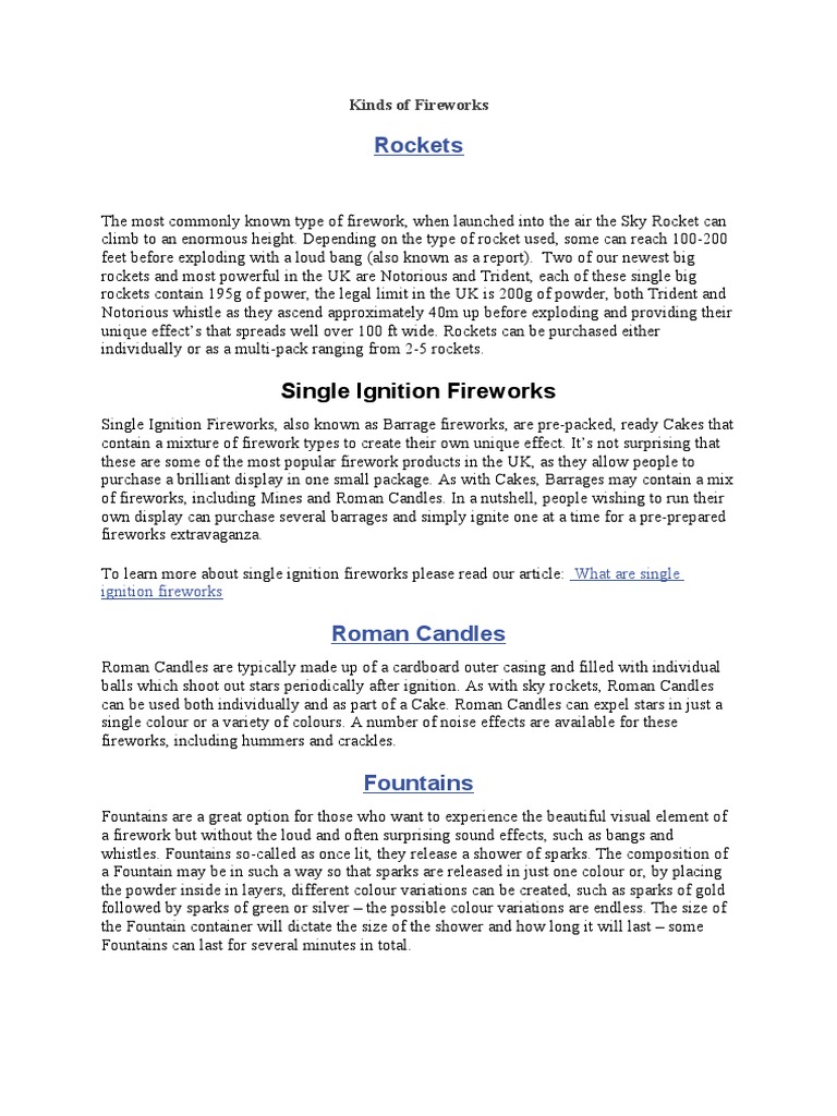 Kinds of Fireworks | Download Free PDF | Particulates | Fireworks