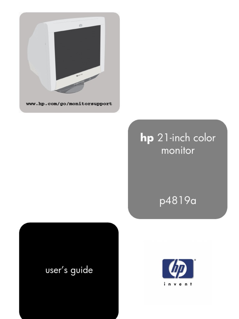 HP 21-Inch Color: Monitor | PDF | Menu (Computing) | Computer Monitor