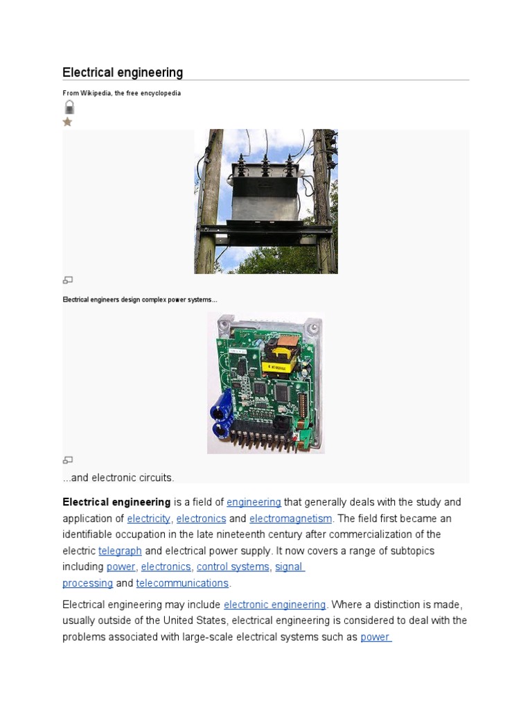 Electrical Engineering: From Wikipedia, The Free Encyclopedia | PDF ...