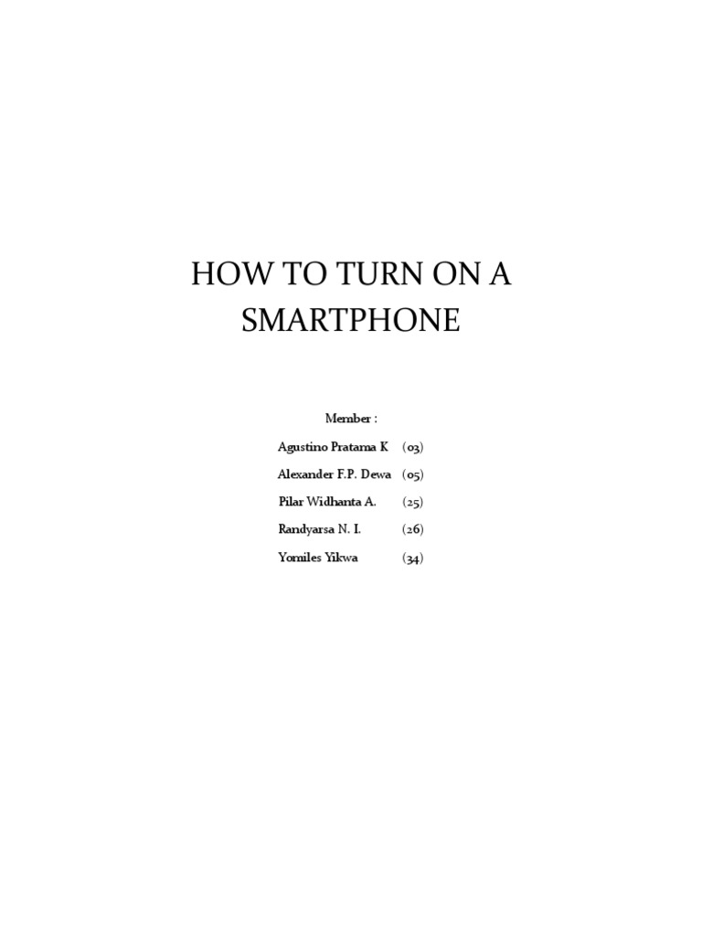 HOW TO TURN ON A SMARTPHONE Word | PDF | Games & Activities