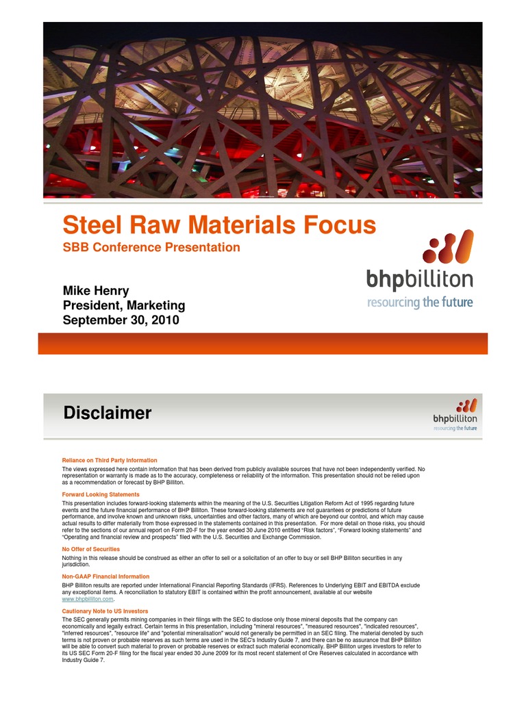 Steel Raw Materials Focus: SBB Conference Presentation | PDF | Iron Ore ...