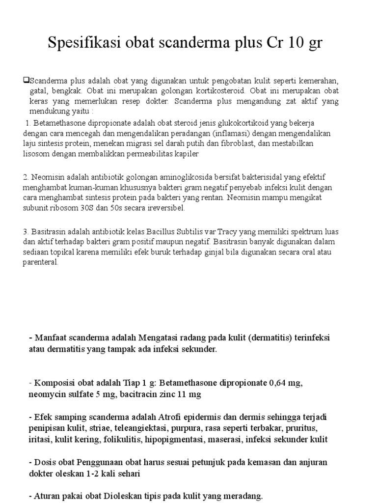 Spesifikasi Obat Scanderma Plus CR 10 GR | PDF
