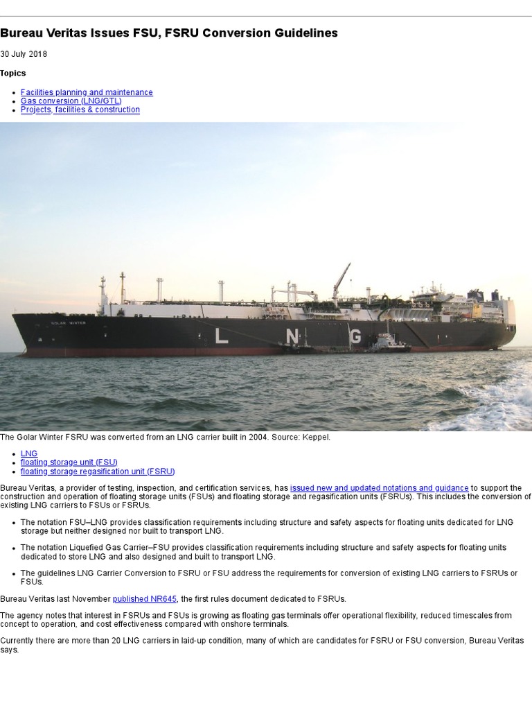 FSRU and FSU Conversion Guidelines | PDF