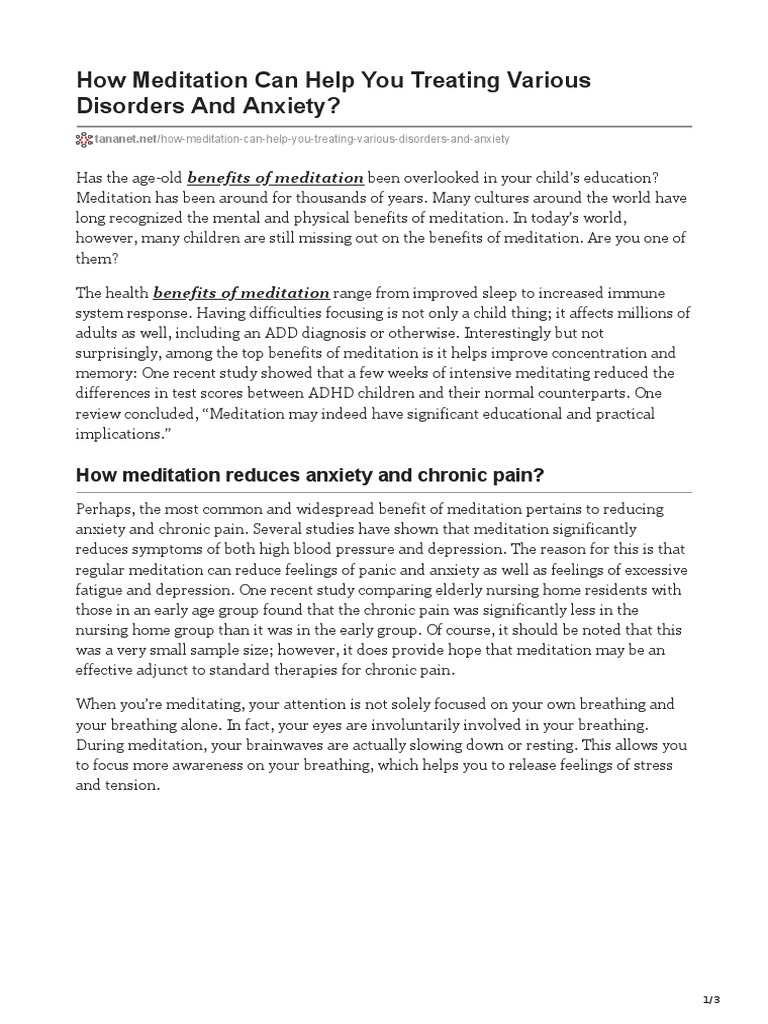How Meditation Can Help You Treating Various Disorders and Anxiety ...