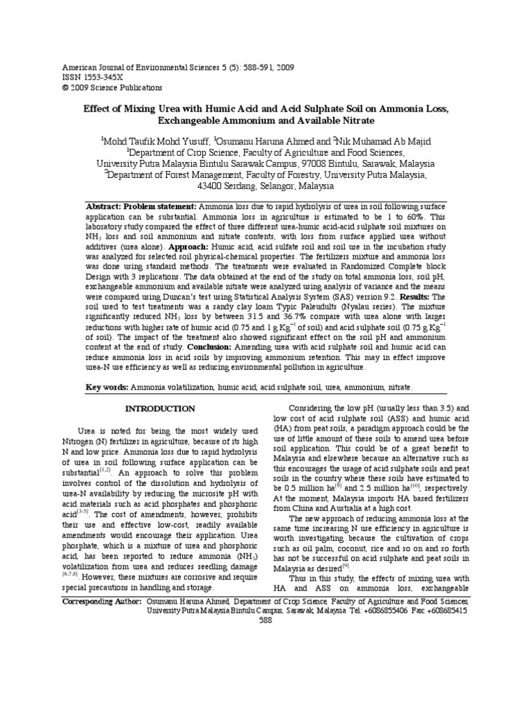 Urea Humic Acid | PDF | Urea | Fertilizer