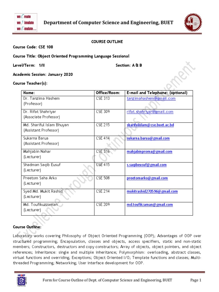 Department of Computer Science and Engineering, BUET: Sharifulislam@cse ...