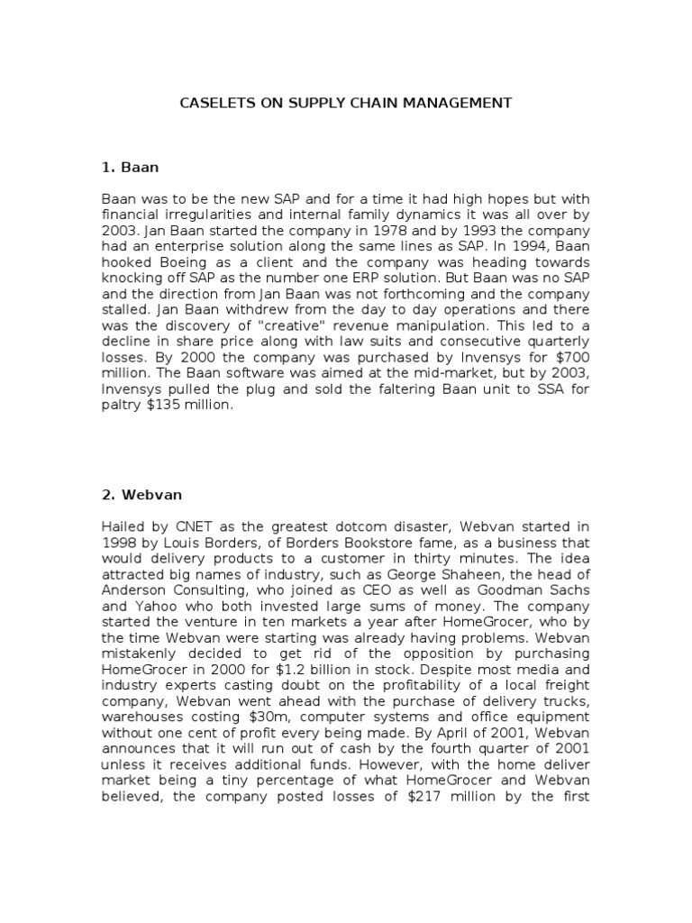 SCM - Caselets | PDF | United Parcel Service | Supply Chain Management