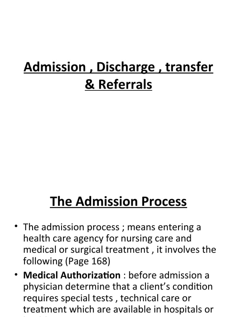 Admission, Discharge, Transfer & Referrals | PDF | Nursing | Patient