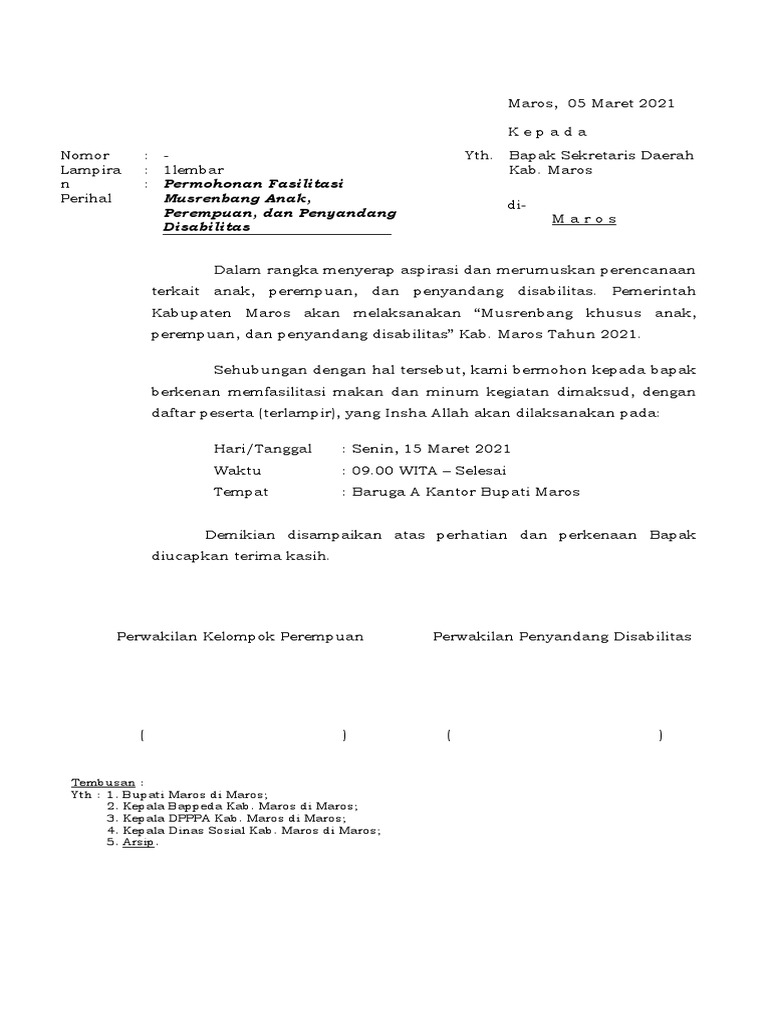 Undangan Musrenbang Khusus Maros 2021 | PDF