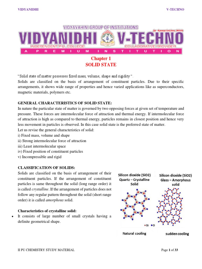 1.solid State | PDF | Semiconductors | Crystal Structure