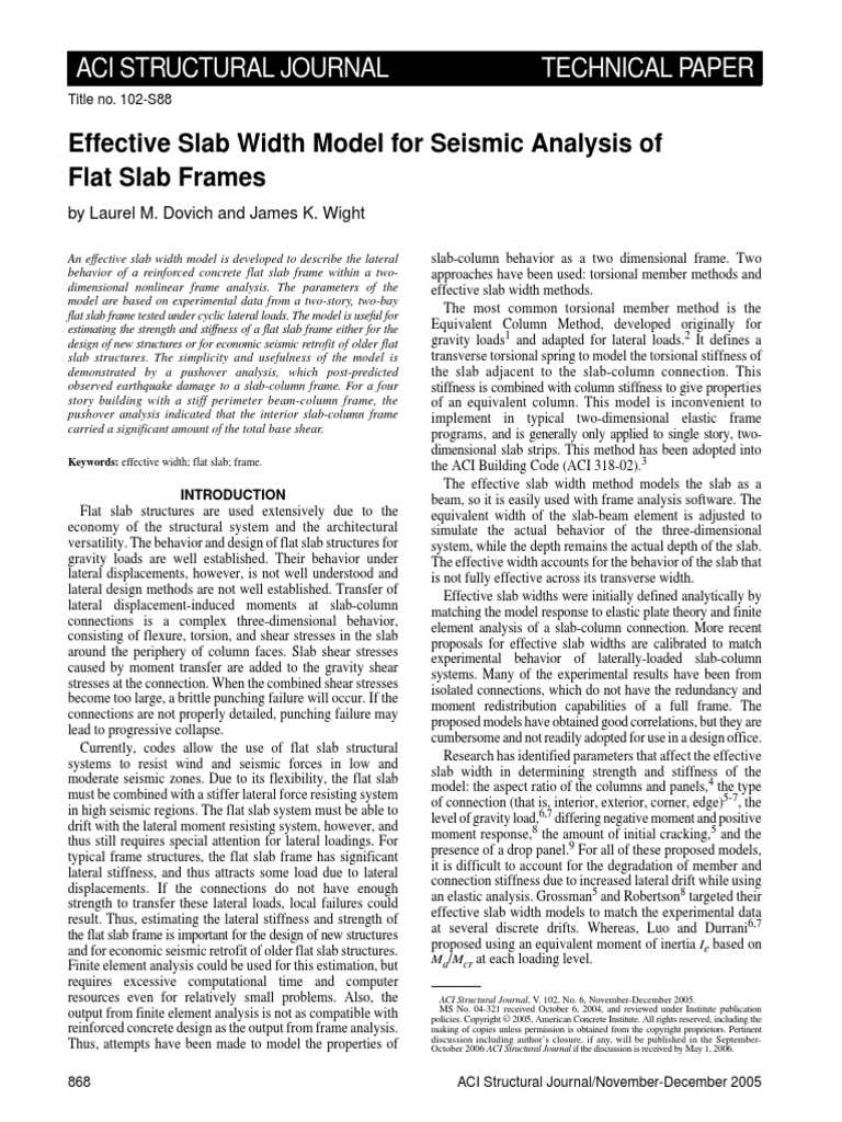 Effective Slab Width Model For Seismic Analysis of Flat Slab Frames ...
