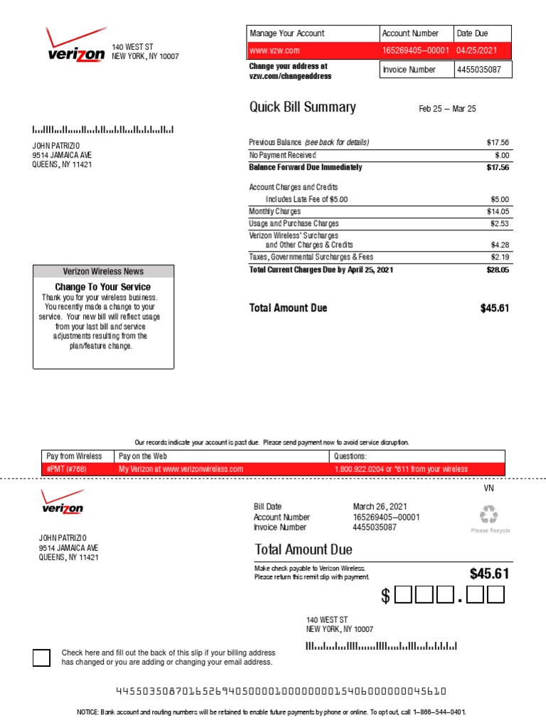 Quick Bill Summary: Change To Your Service | PDF | Fee | Payments