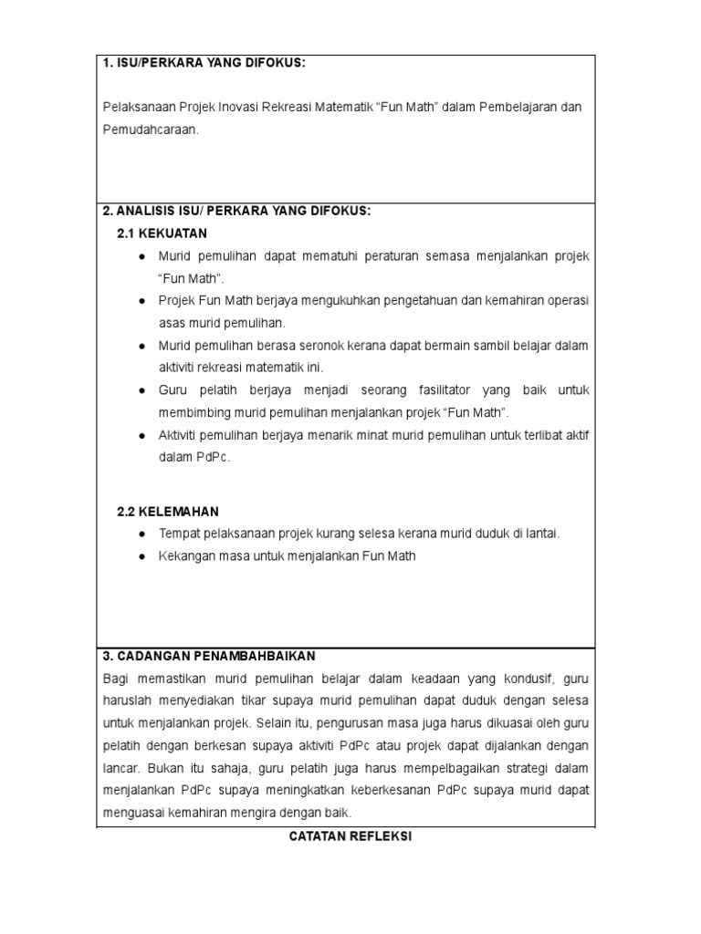 Catatan Refleksi Projek | PDF | Seni