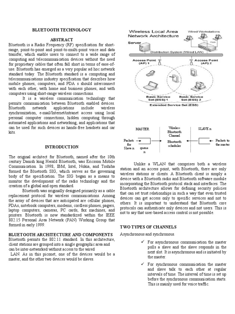 Bluetooth Technology: Master Wireless Bluetooth Channel Slave N | PDF ...