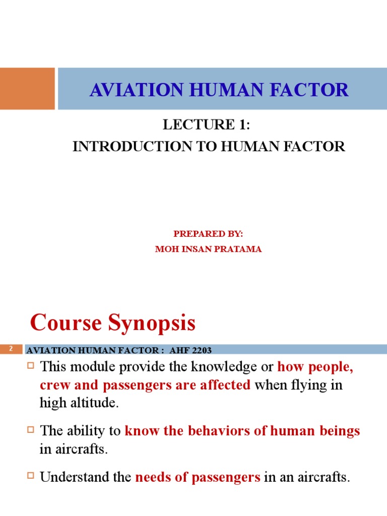 AHF 2203 - Introduction To Aviation Human Factor | PDF | Human Factors ...