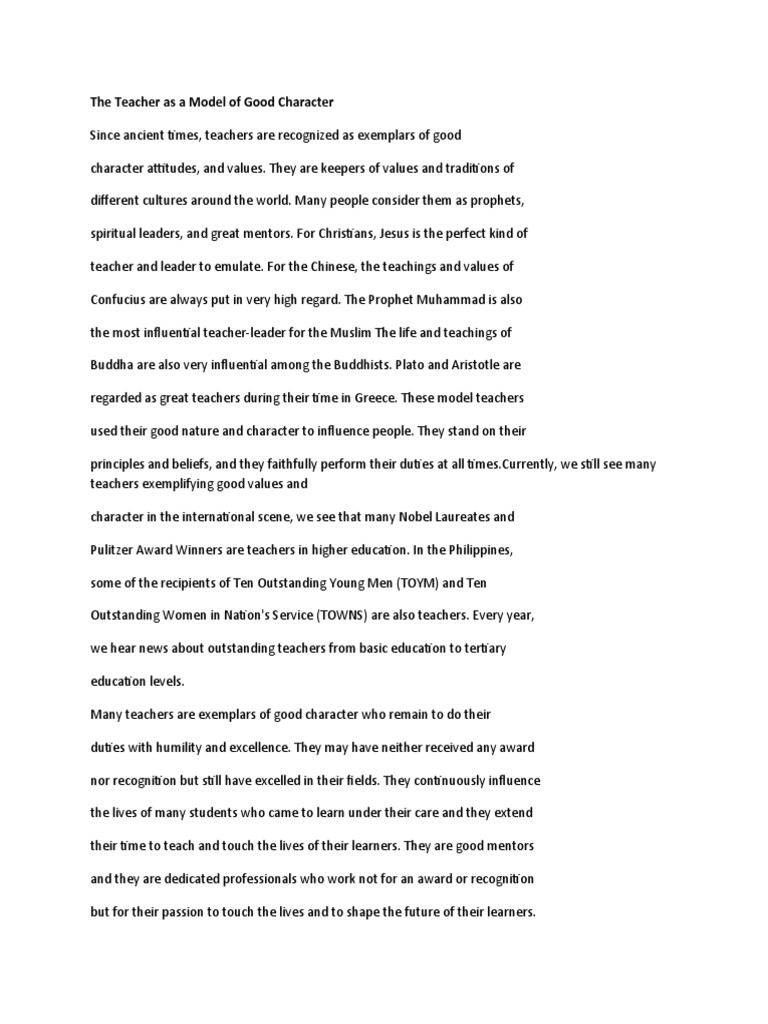 The Teacher As A Model of Good Character | PDF