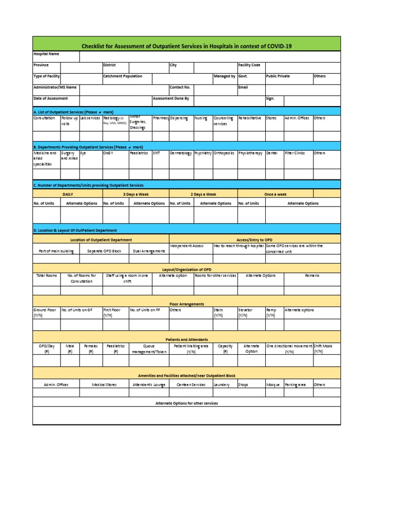 OPD Assessment Checklist for Hospitals | PDF | Personal Protective ...