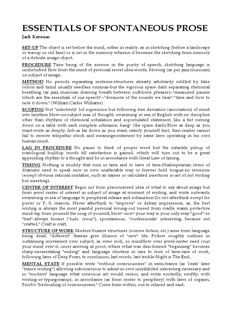 The Essentials of Spontaneous Prose | PDF | Mind | Cognitive Science