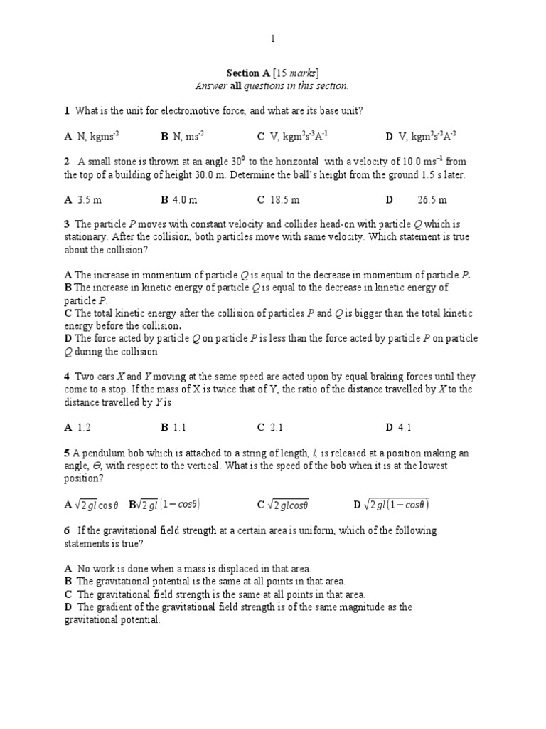 2021 - Smkts s1 Trial Question | PDF | Collision | Gases