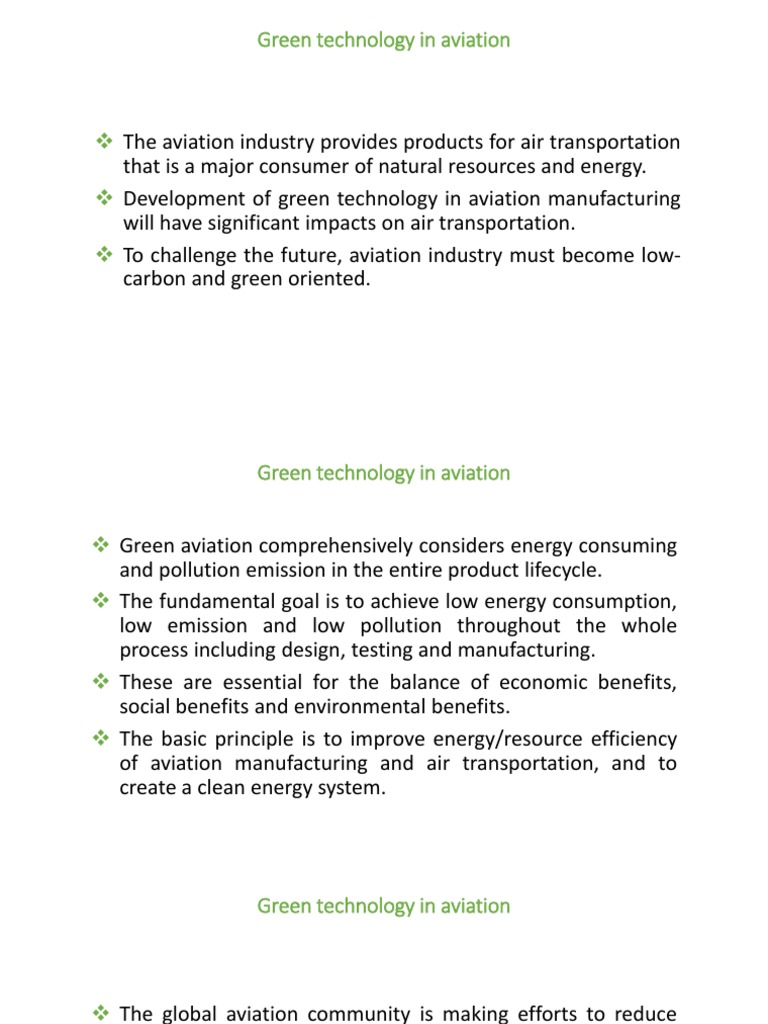 Green Technology in Aviation | PDF | Environmental Technology | Aviation