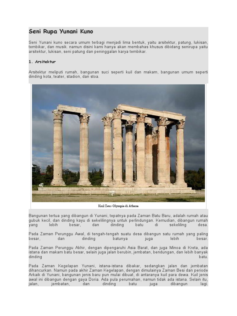 Seni Rupa Yunani Kuno | PDF