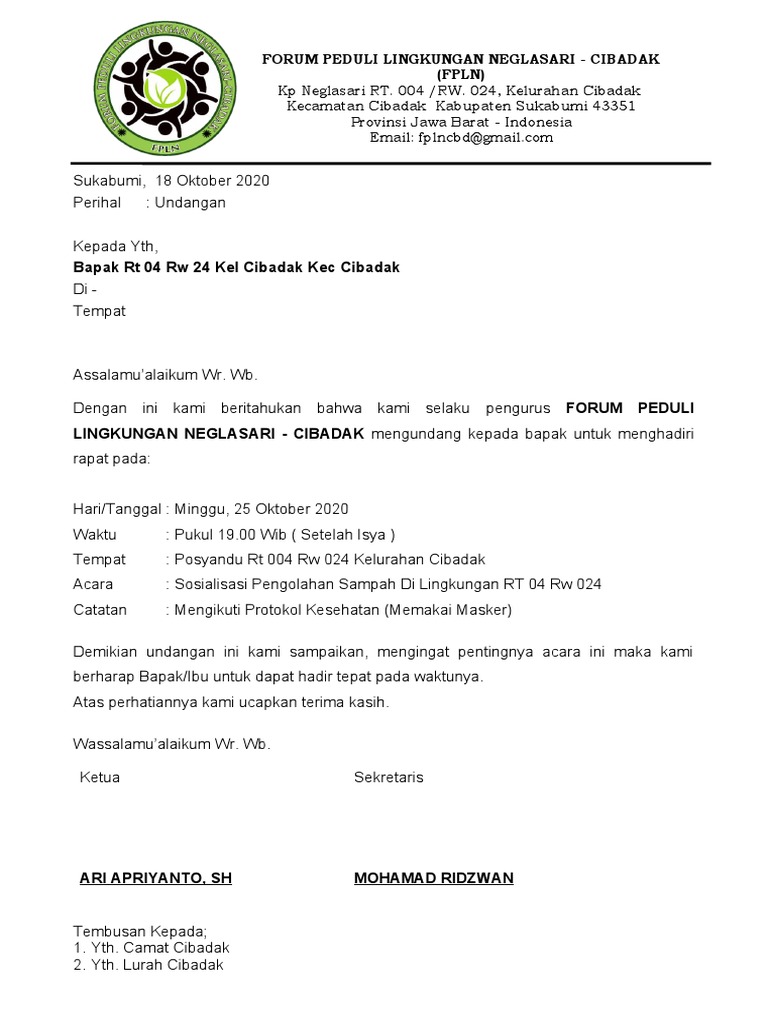 Undangan Rapat Pemuda RT 004 | PDF | Griya & Taman