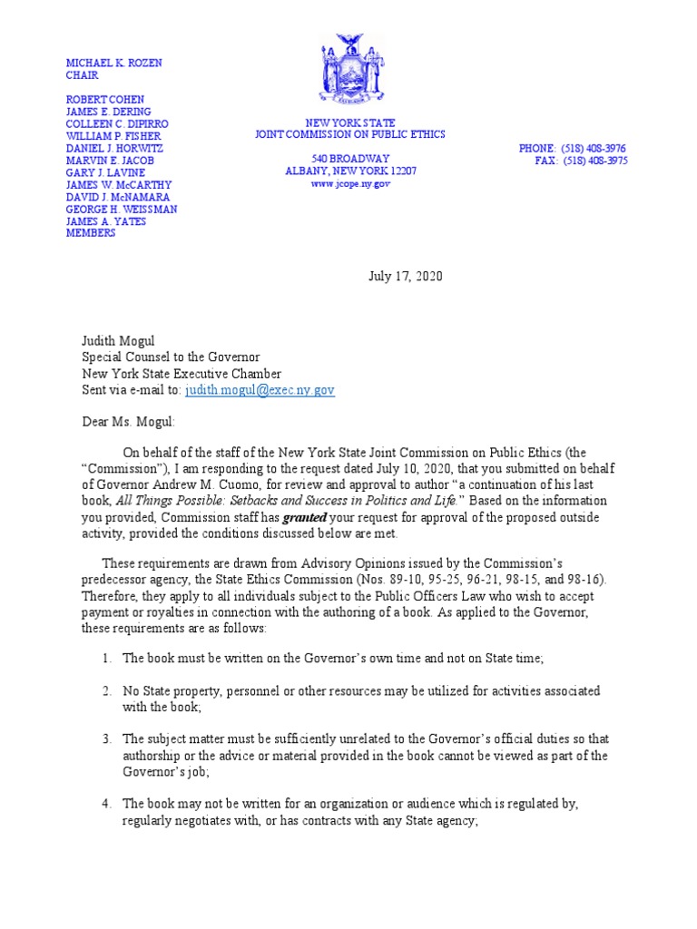 JCOPE CuomoBook | PDF | Conflict Of Interest | Publishing