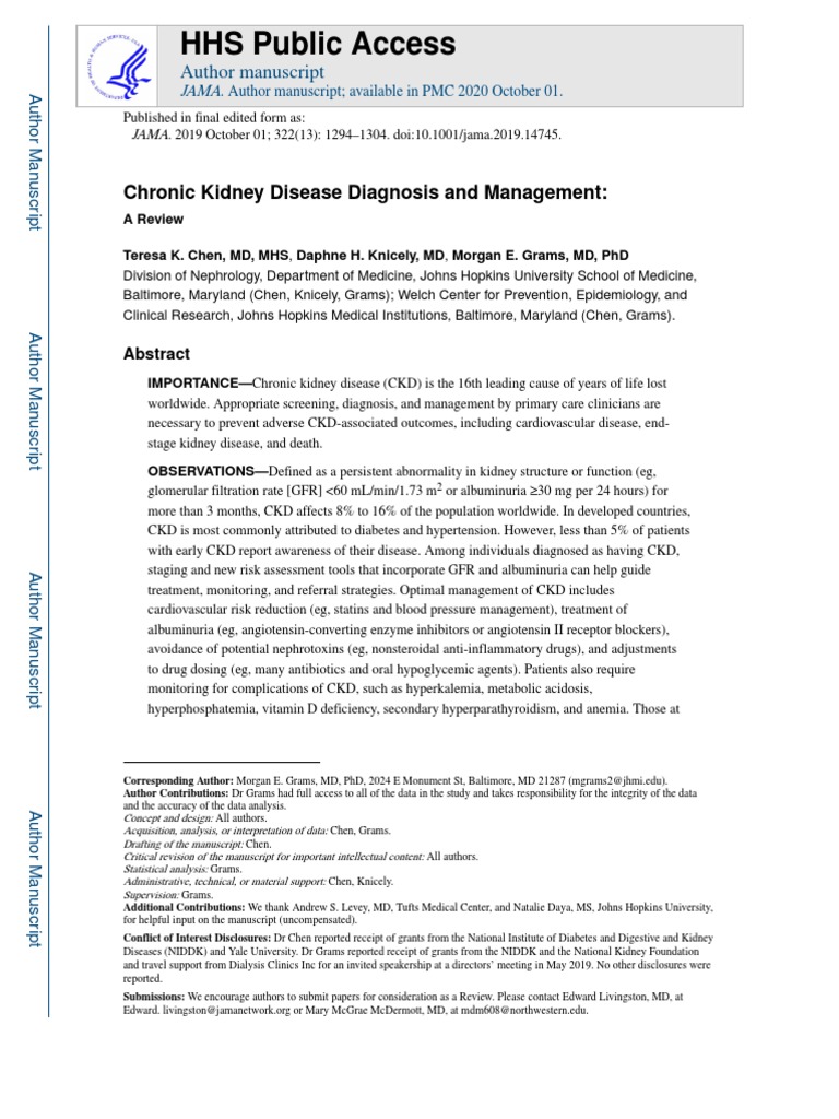 A Review of Chronic Kidney Disease: Diagnosis, Management, and Referral ...