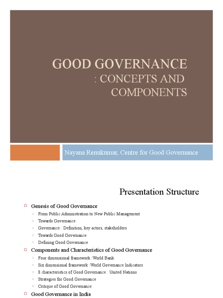 Understanding the Concept and Components of Good Governance | PDF ...