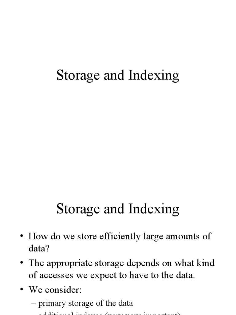 Storage and Indexing | PDF | Database Index | Computer File
