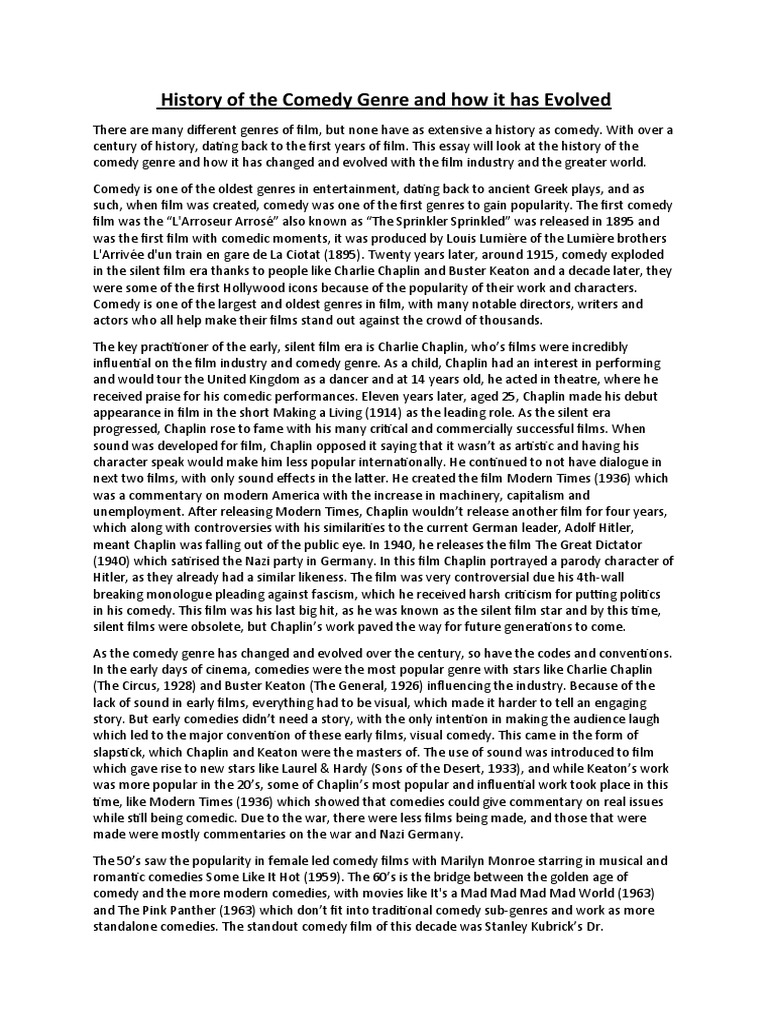 History of The Comedy Genre and How It Has Ev | PDF | Charlie Chaplin ...