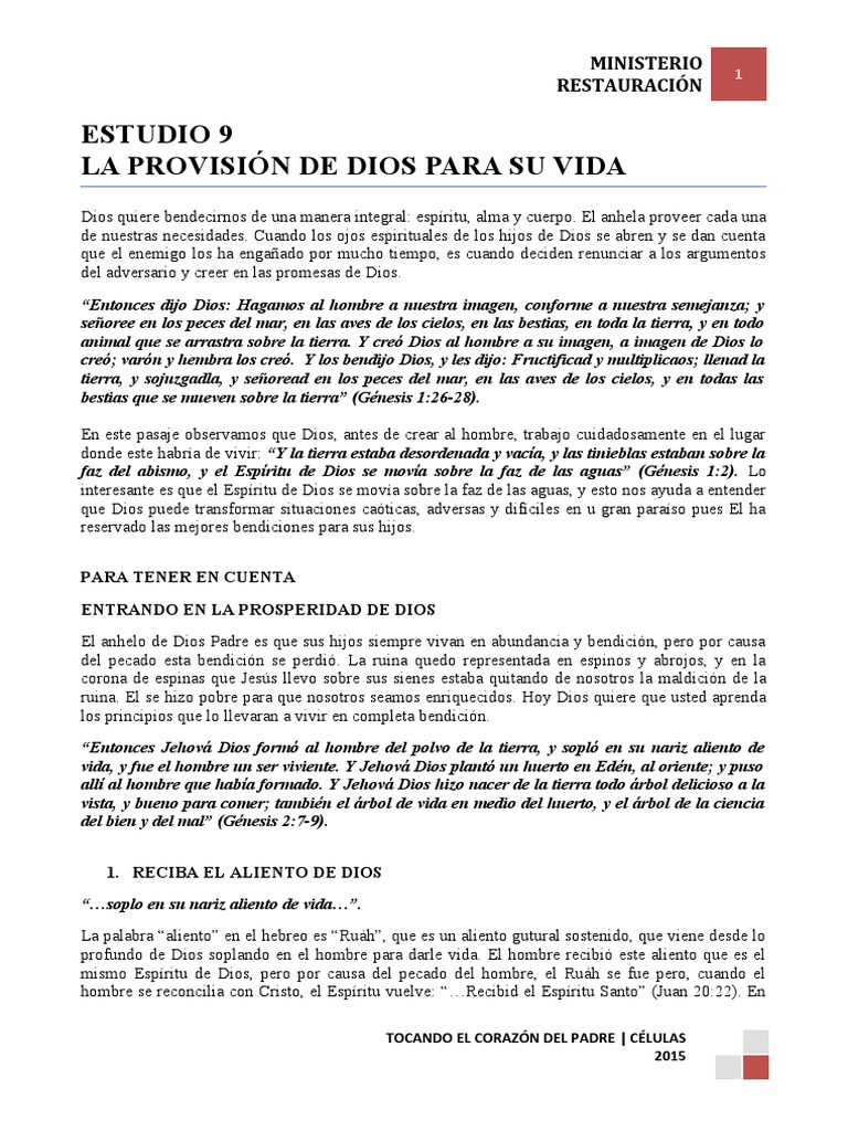 La Provisión de Dios para Su Vida | PDF | Víspera | Jardín del Edén
