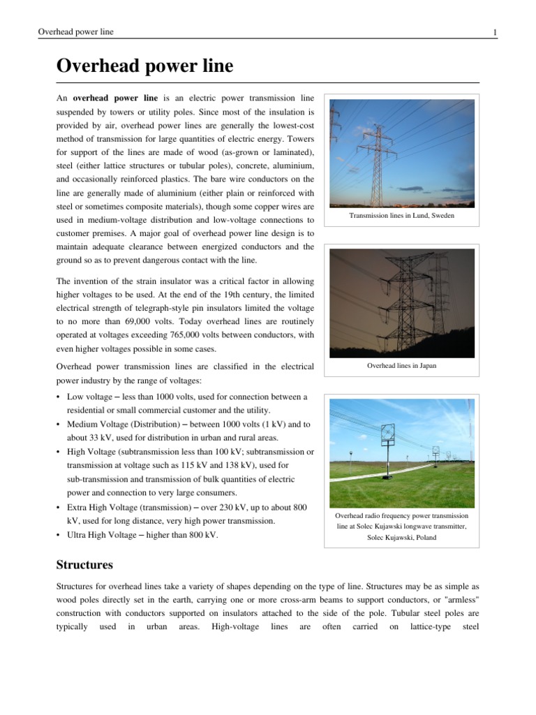 Overhead Power Line: Structures | PDF | Insulator (Electricity ...