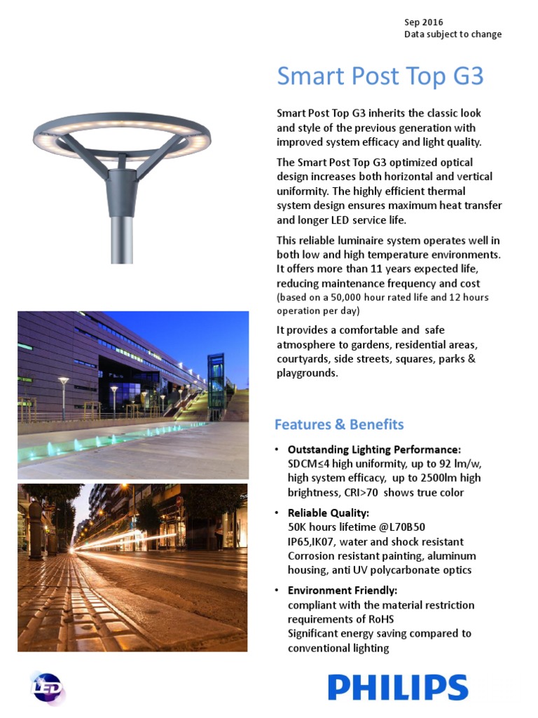 Smart LED Post Top G3 | PDF | Lighting | Light