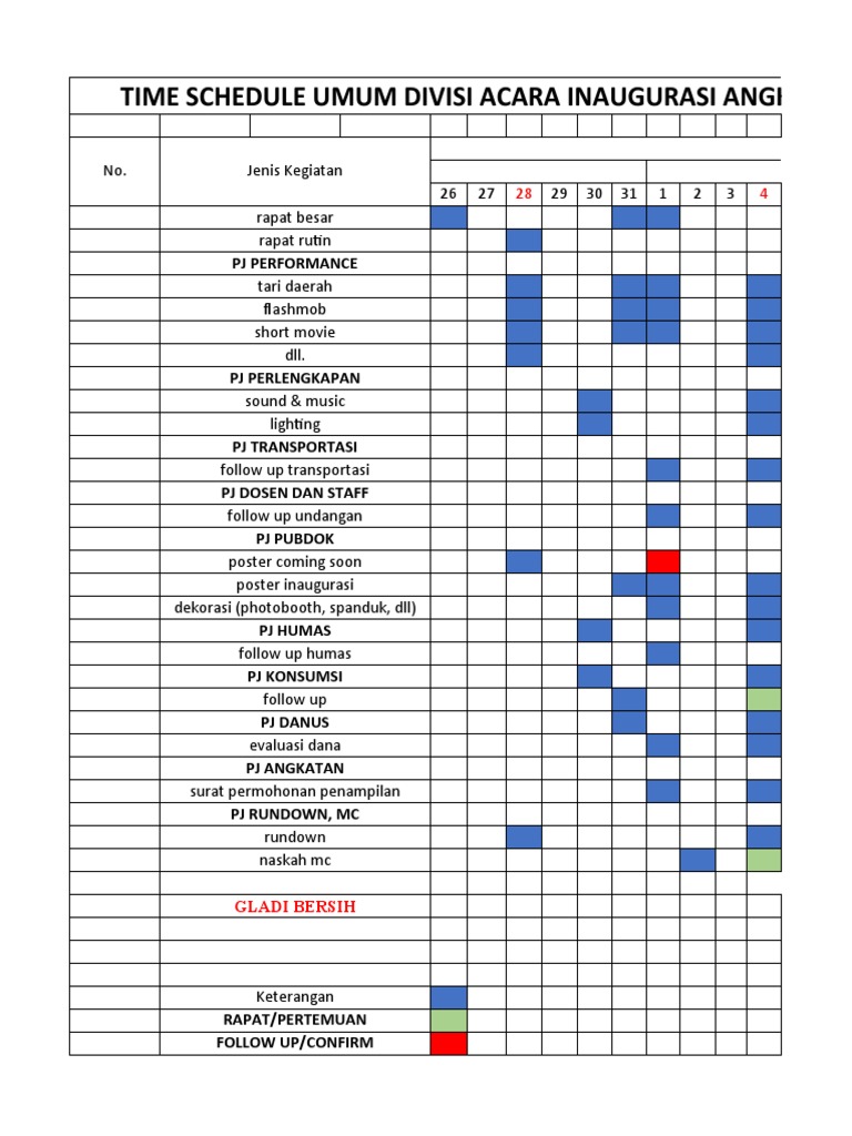 Jadwal Kegiatan Inaugurasi 2018 | PDF