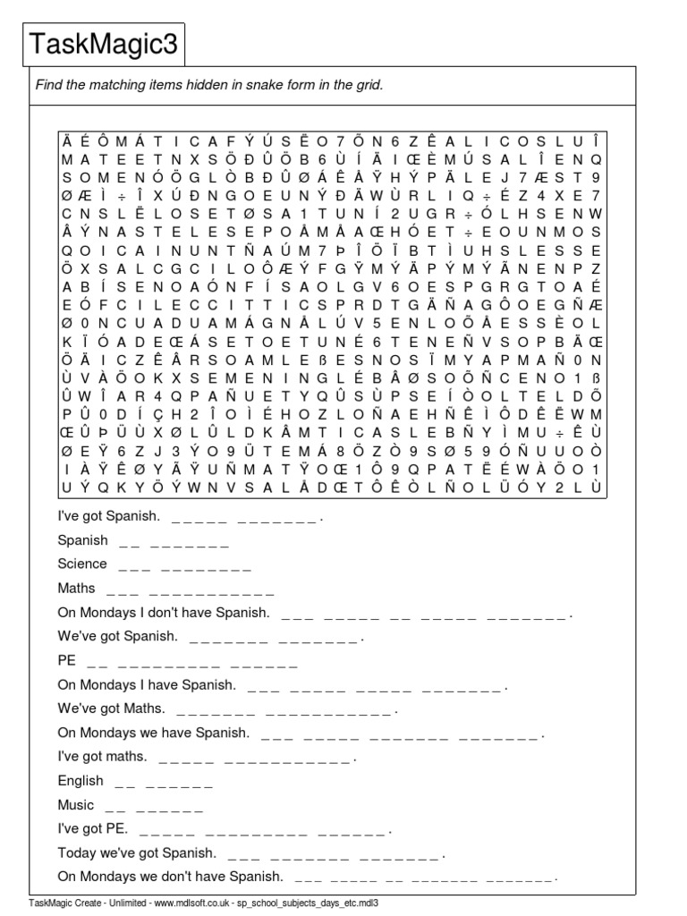 Taskmagic3: Find The Matching Items Hidden in Snake Form in The Grid | PDF