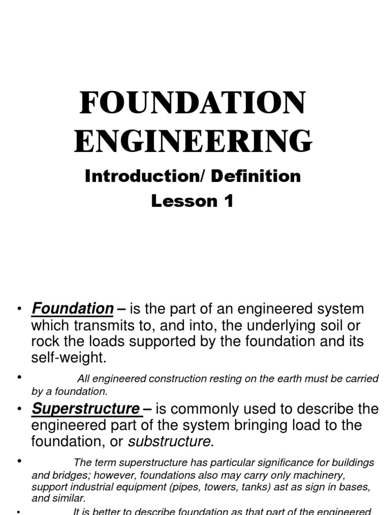 Foundation Engineering: Introduction/ Definition Lesson 1 | PDF | Deep ...