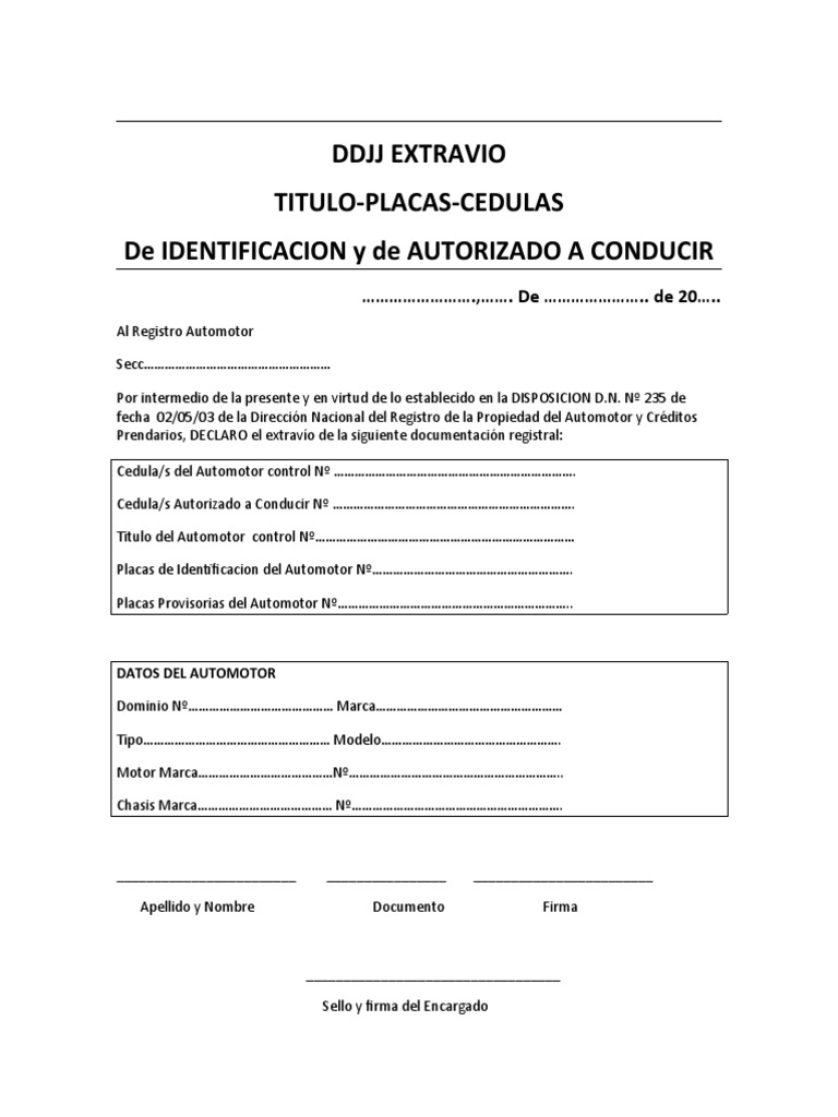 Declaración de Extravío de Documentos Vehiculares | PDF | Tecnología