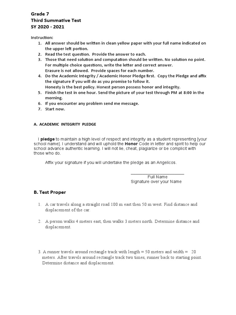 Test 3rd Summative Test Sy 20-21 Grade 7 Final | PDF | Speed | Waves