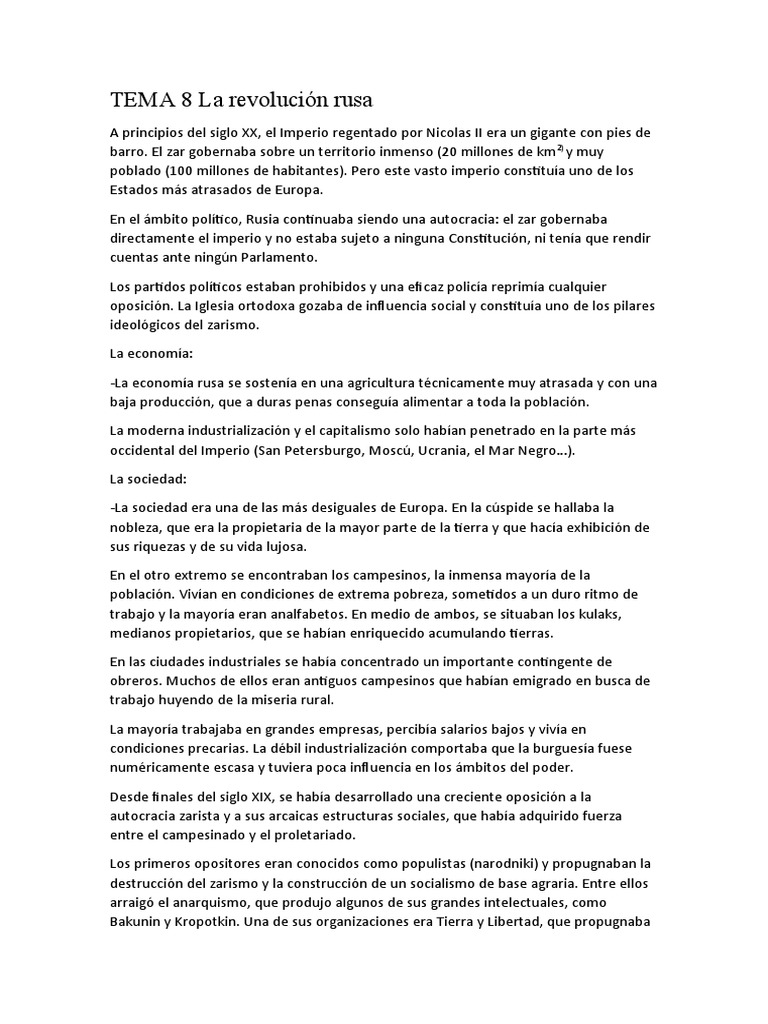 Tema 8. La Revolución Rusa y El Origen Del Estado Soviético (HMC) | PDF | Vladimir Lenin ...