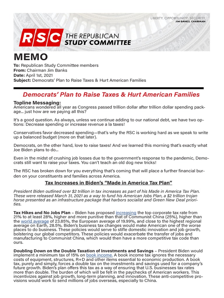 RSC Tax Memo | PDF | Double Taxation | Capital Gains Tax In The United ...