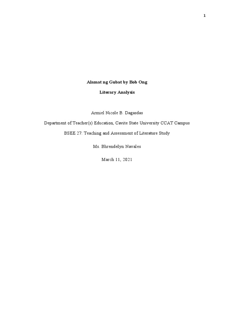 Alamat NG Gubat by Bob Ong - Literary Analysis | PDF | Legends ...